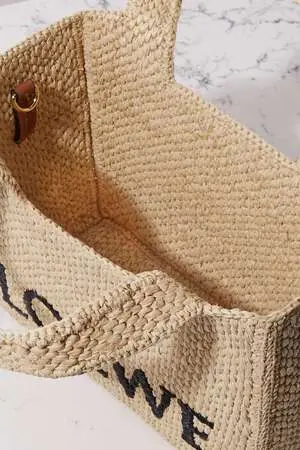 Loewe Embroidered Raffia Tote
