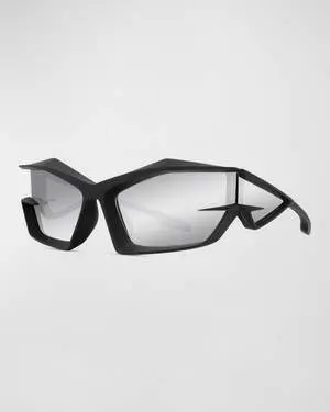 Givenchy Givenchy Cut Geometric Cateye Sunglasses Matte Black Mirror