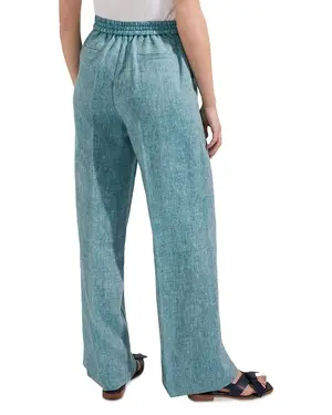 HOBBS LONDON Mirabel Linen Wide Leg Pants - Lagoon Green