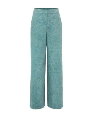 HOBBS LONDON Mirabel Linen Wide Leg Pants - Lagoon Green