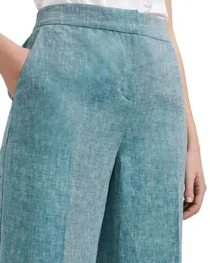 HOBBS LONDON Mirabel Linen Wide Leg Pants - Lagoon Green