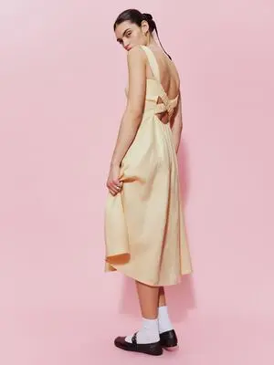 frieda linen dress Reformation Frieda Linen Dress - Parmesan