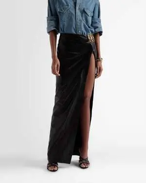 Bally Side Split Leather Skirt