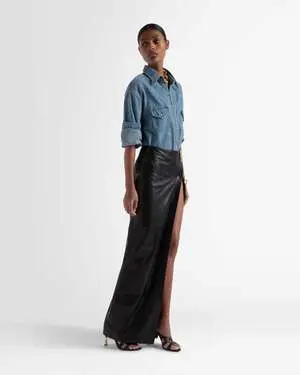 Bally Side Split Leather Skirt