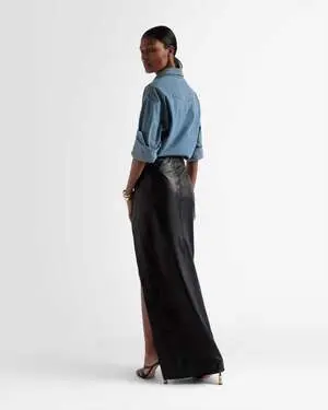 Bally Side Split Leather Skirt