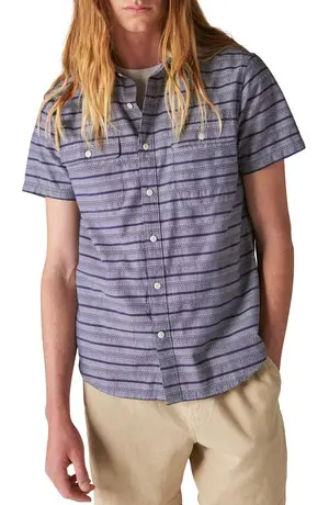 Lucky Brand Stripe Short Sleeve Button-up Shirt