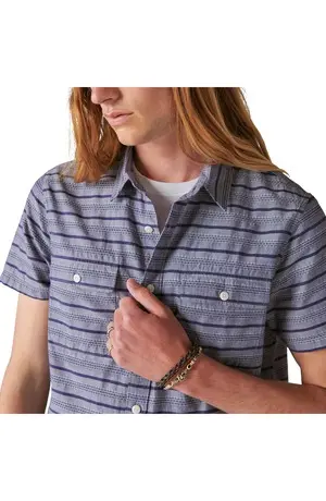 Lucky Brand Stripe Short Sleeve Button-up Shirt
