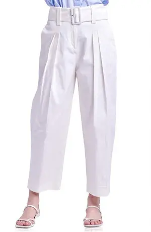 English Factory Belted Pleated Pants - White