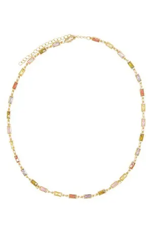 PETIT MOMENTS Goldie Crystal Station Necklace - Gold Multi