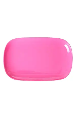 RICE BY RICE Set Of Four Oblong Melamine Plates Fuchsia