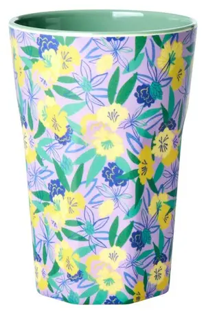 RICE BY RICE Set Of Four Melamine Tumblers Fancy Pansy