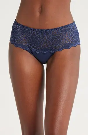 Simone Perele Caresse' Lace Boyshorts - Ink Blue