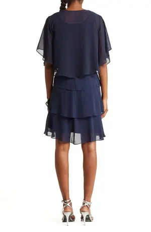 SL FASHIONS Chiffon Tier Jacket & Dress Set