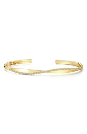 Lafonn Pavé Simulated Diamond Twisted Bangle Bracelet - White/ Gold