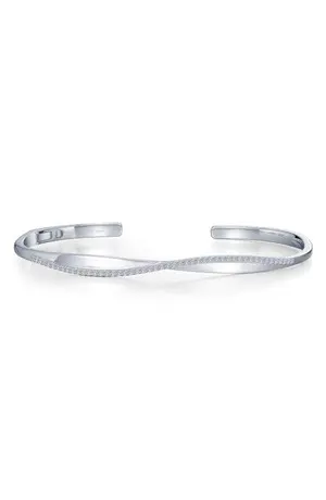 Lafonn Pavé Simulated Diamond Twisted Bangle Bracelet - White/silver