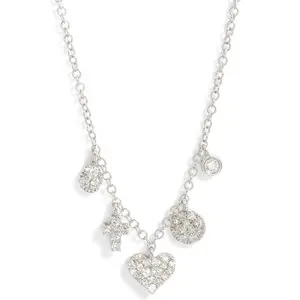 Meira T Diamond Charm Necklace - Silver