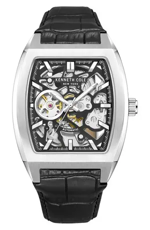 Kenneth Cole Automatic Leather Strap Watch - Black  display picture 1