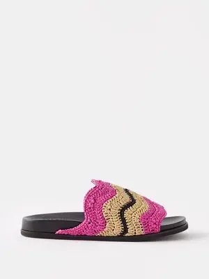 Marni Marni - X No Vacancy Inn Striped Faux-raffia Sandals - Womens - Natural Pink - 35 EU/IT Pink