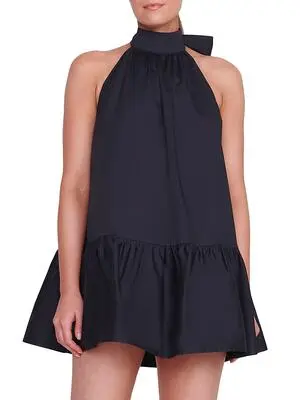 Staud Women's Marlowe Halter Flounce Minidress - Black  - Black