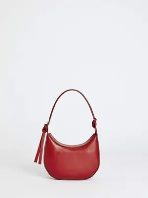 REFORMATION Mini Rosetta Leather Shoulder Bag Red