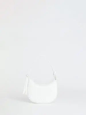 REFORMATION Mini Rosetta Leather Shoulder Bag White Croc-effect