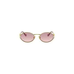 Miu Miu Logo Embellished Sunglasses - Pink Beg Shaded Lenses