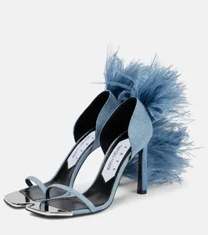 AREA X Sergio Rossi Amazona Feather-trimmed Sandals