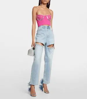 AREA X Sergio Rossi Amazona Feather-trimmed Sandals