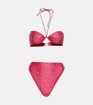 Oseree Gem Embellished Bikini Set - Pink