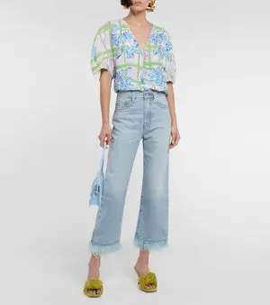 FRAME Le Dancing Jane Feather-trimmed Jeans
