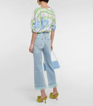 FRAME Le Dancing Jane Feather-trimmed Jeans