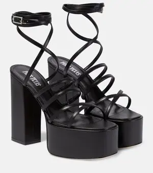 Paris Texas Evita Embellished Leather Platform Sandals - Black