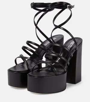 Paris Texas Evita Embellished Leather Platform Sandals - Black