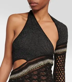 ROBERTA EINER Dina Asymmetric Knit Bodysuit - Black