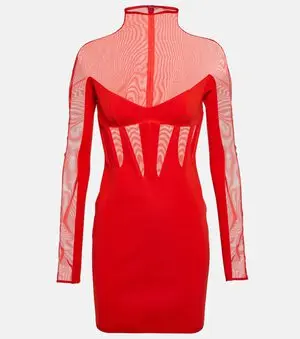 MUGLER Tulle-trimmed Minidress