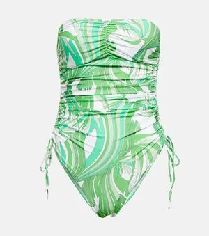 Melissa Odabash Sydney Strapless Printed Swimsuit - Green