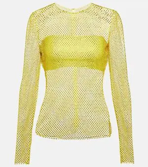 Giuseppe Di Morabito Crystal-embellished Mesh Top - Yellow