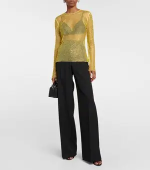 Giuseppe Di Morabito Crystal-embellished Mesh Top
