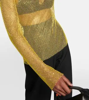 Giuseppe Di Morabito Crystal-embellished Mesh Top