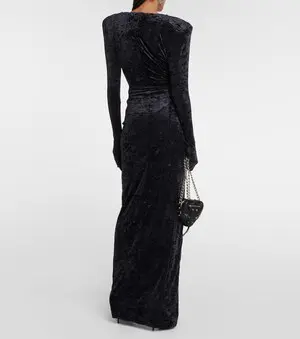 Vetements Velvet Maxi Dress With Gloves - Black