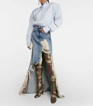 Vetements Distressed Denim Maxi Skirt