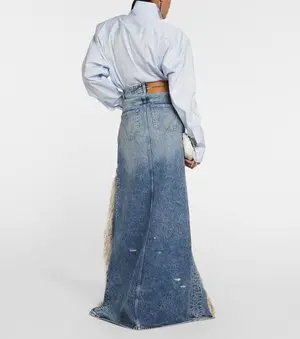 Vetements Distressed Denim Maxi Skirt