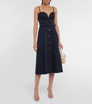 Carolina Herrera Belted Cotton-blend Midi Dress