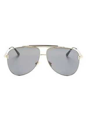 TOM FORD T-logo Pilot-frame Sunglasses - Gold