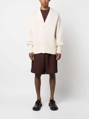 JIL SANDER Embroidered-logo Cotton Cardigan - Neutrals