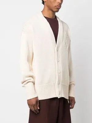 JIL SANDER Embroidered-logo Cotton Cardigan - Neutrals
