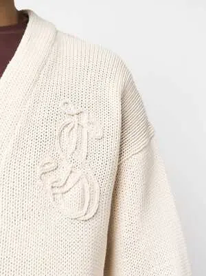 JIL SANDER Embroidered-logo Cotton Cardigan - Neutrals