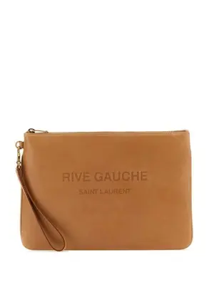 Saint Laurent Rive Gauche Zipped Clutch - Brown