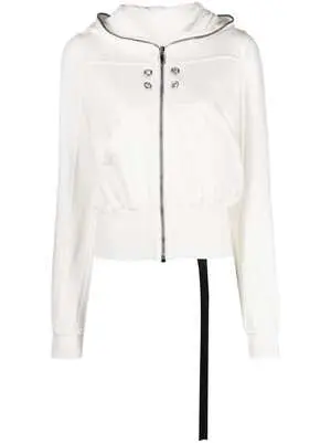 トップス tajent EYELET DESIGN ZIP UP HOODIE-IVORY Rick Owens Eyelet-Detail Zip-Up Hoodie In White - 50% Off
