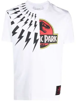 Neil Barrett Jurassic Park & Fair Isle Thunderbolt T-shirt - White